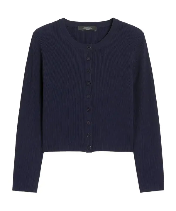 Max Mara Cropped Knitted Cardigan - Navy Blue