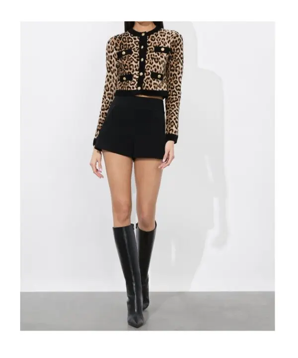 ALICEOLIVIA Alice+olivia Leopard Print Cropped Cardigan