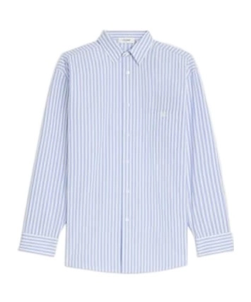 Celine Oversized Shirt In Striped Cotton Poplin - Blue