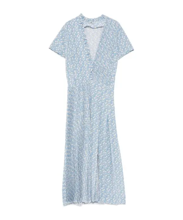 Ermanno Scervino Floral Pleated Midi Dress - Blue