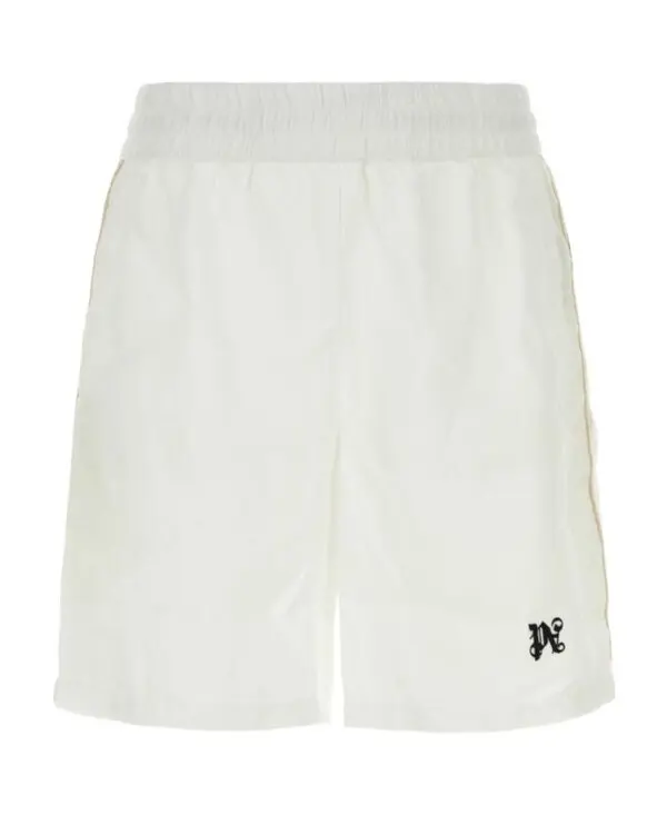 Palm Angels Logo Embroidered Striped Shorts