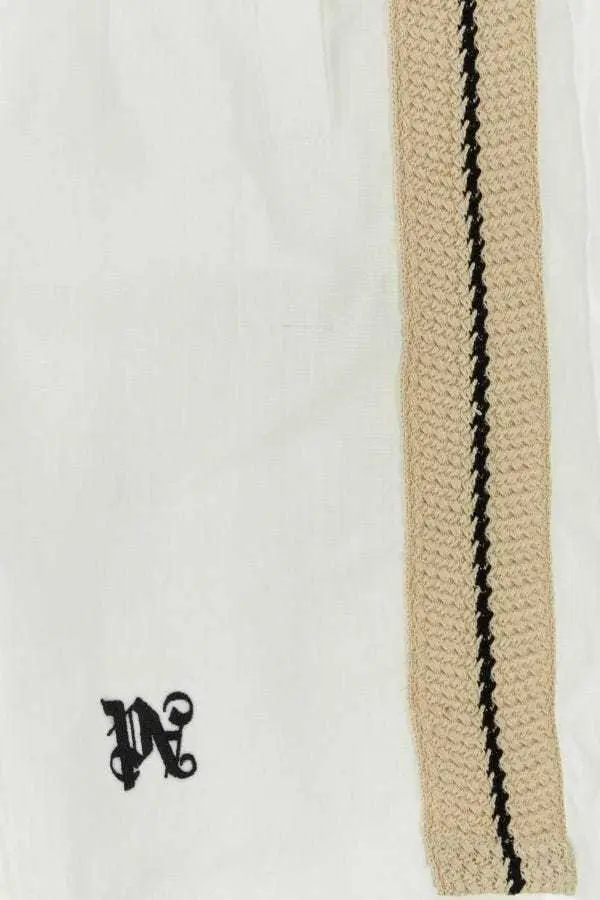 Palm Angels Logo Embroidered Striped Shorts