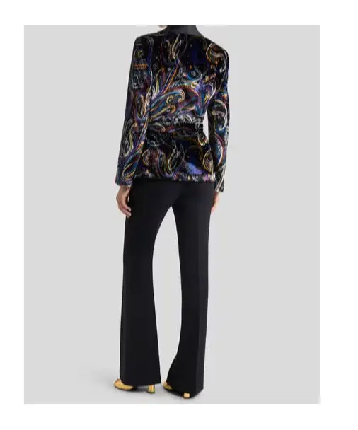 Etro Paisley Foliage Motif Belted Velvet Blazer
