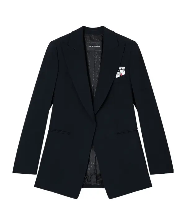 Emporio Armani Playing Card-patch Pocket Blazer - Black