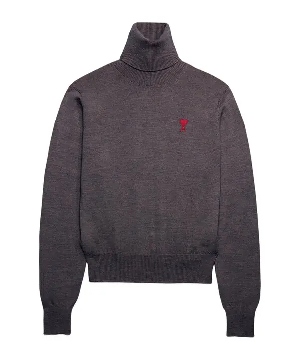 AMI Paris Logo Embroidered Knitted Jumper