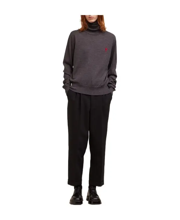 AMI Paris Logo Embroidered Knitted Jumper