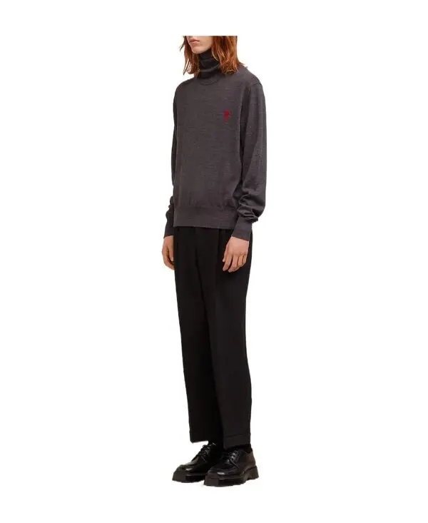 AMI Paris Logo Embroidered Knitted Jumper