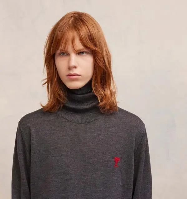 AMI Paris Logo Embroidered Knitted Jumper