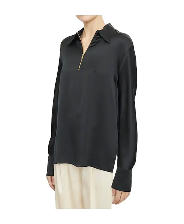 Vince Silk Long-sleeve Blouse