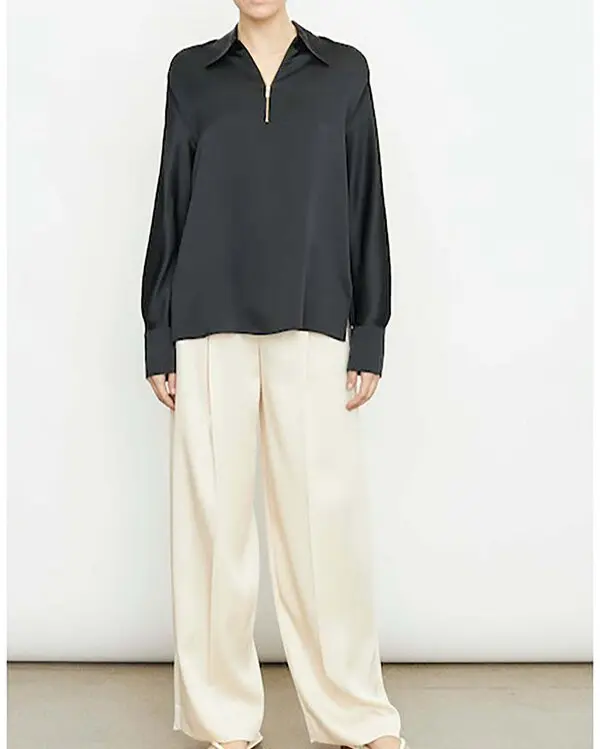 Vince Silk Long-sleeve Blouse