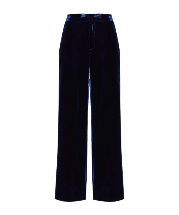Etro Wide-leg Velvet Trousers - Black