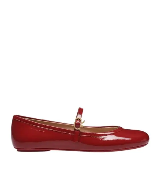 GIANVITO ROSSI Carla Buckle-strap Ballerina Flats - Red