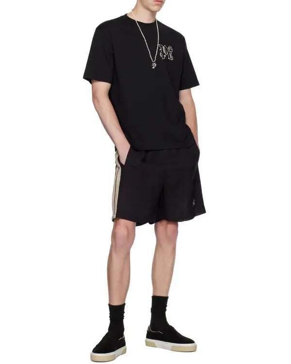 Palm Angels Monogram-embroidered Striped Shorts