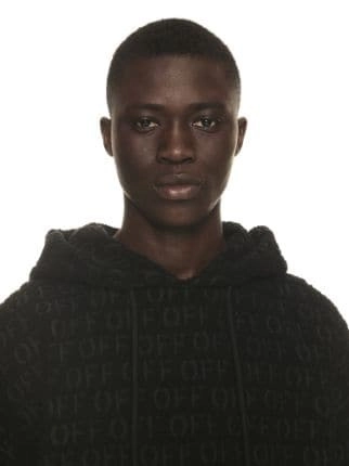 Off-White All-over Patterned Drawstring Hoodie