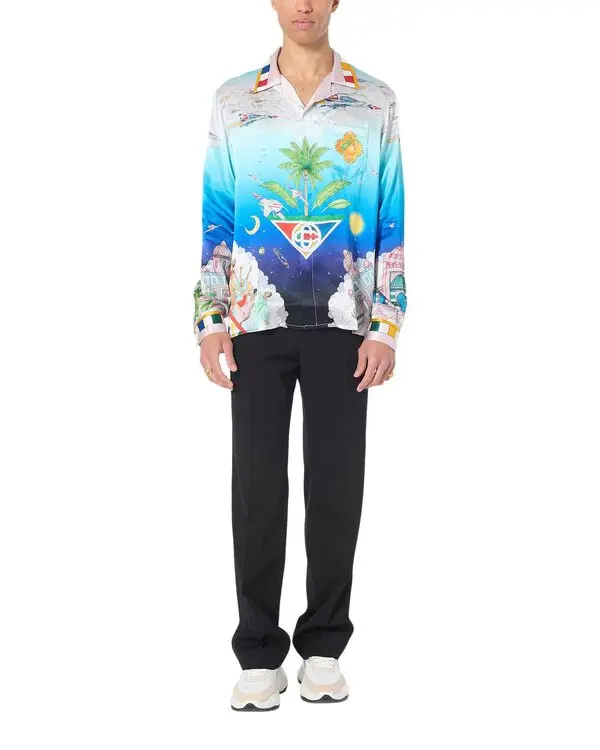 Casablanca Cuban-collar Silk Shirt