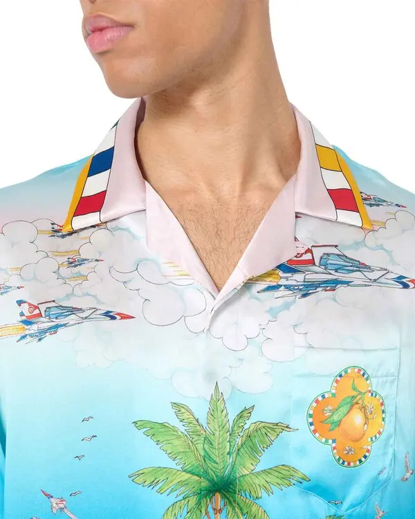 Casablanca Cuban-collar Silk Shirt