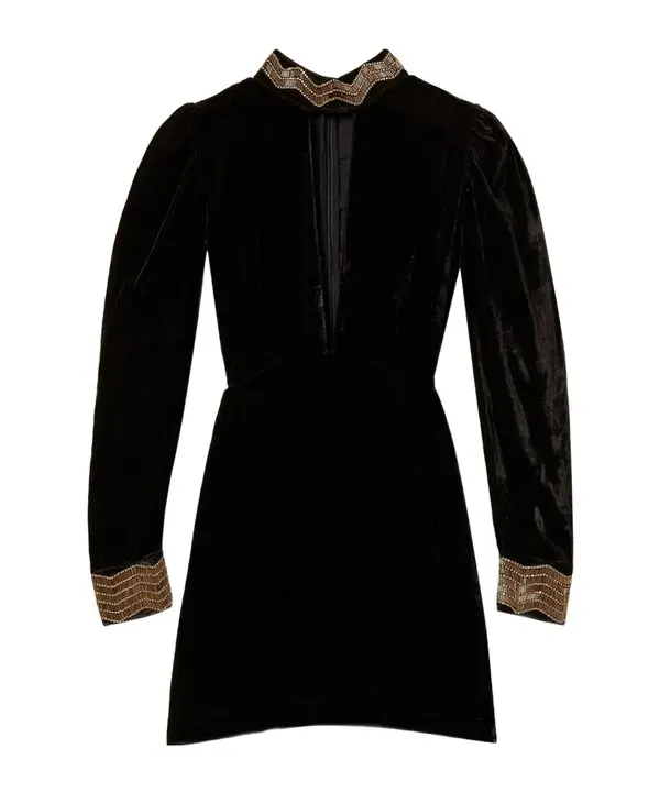 TWINSET Embroidered Mini Dress - Black