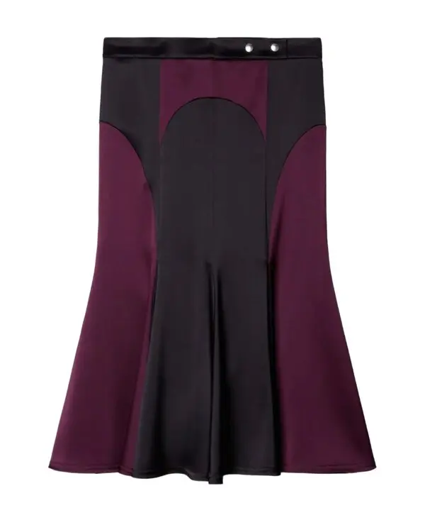 Off-White Pleated Satin Midi Skirt