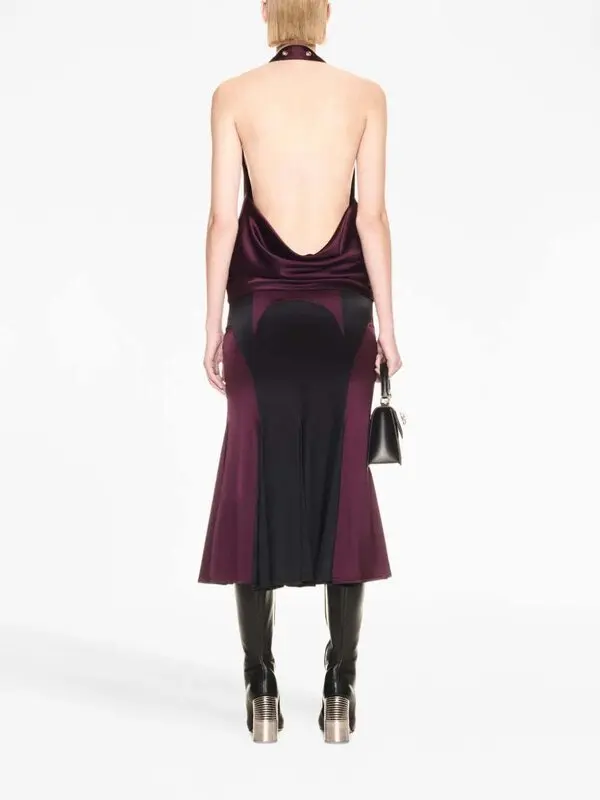 Off-White Pleated Satin Midi Skirt