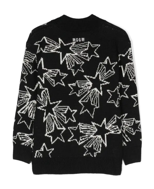 MSGM Patterned Intarsia-knit V-neck Cardigan