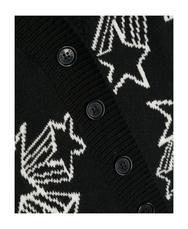 MSGM Patterned Intarsia-knit V-neck Cardigan