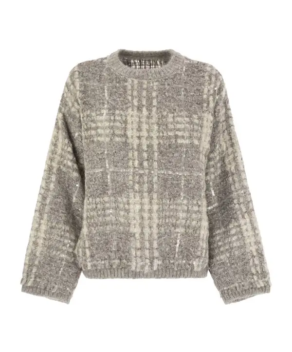 Brunello Cucinelli Checked Drop Shoulder Knitted Jumper