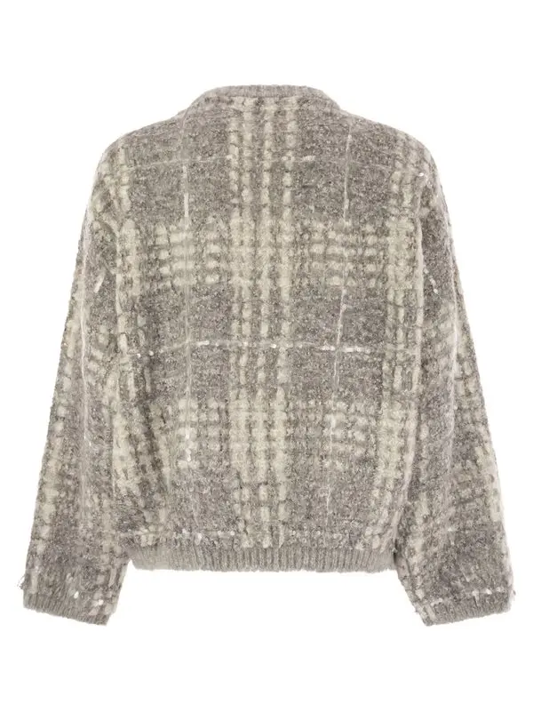 Brunello Cucinelli Checked Drop Shoulder Knitted Jumper