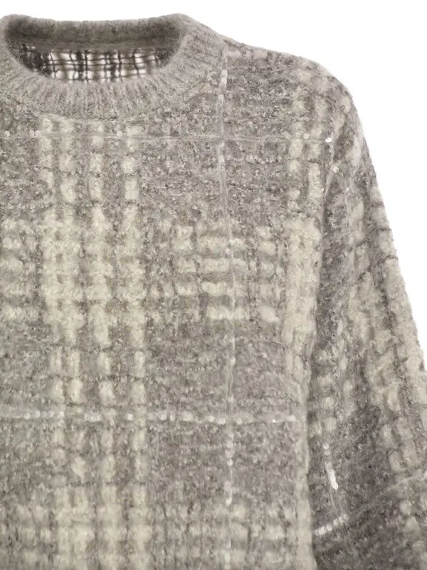 Brunello Cucinelli Checked Drop Shoulder Knitted Jumper