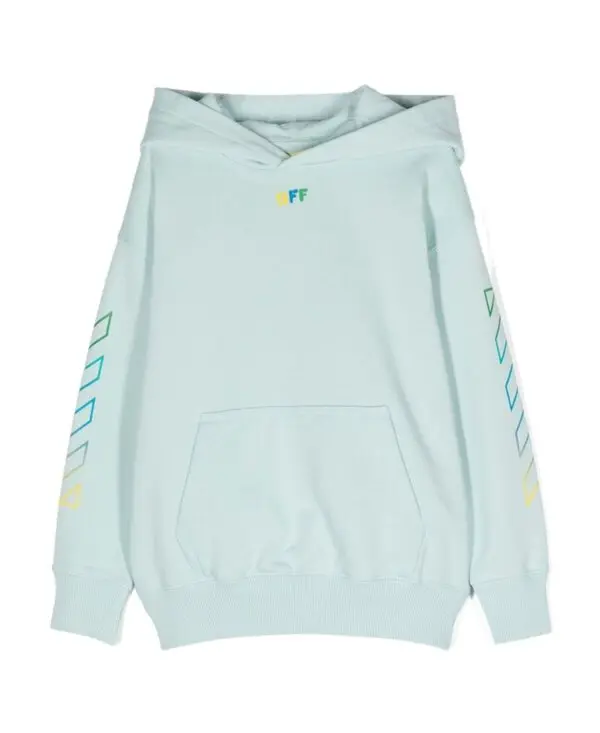 Off-White Diag-stripe-print Cotton Hoodie - Blue
