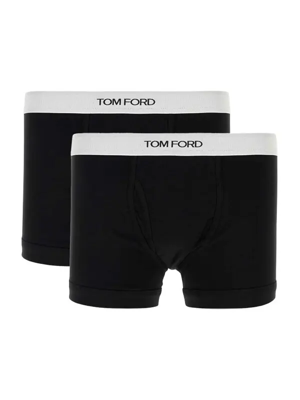 TOM FORD Set Of 2 Cotton Boxers With Logo Elastic - Black