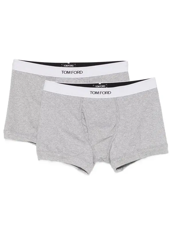 TOM FORD Set Of 2 Cotton Boxers With Logo Elastic - Grey