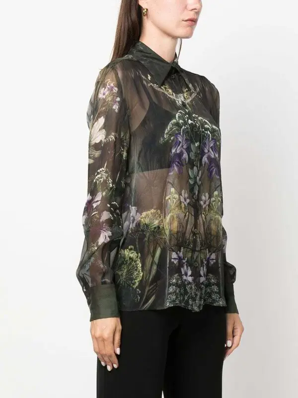 Alberta Ferretti Floral-printed Long-sleeved Shirt