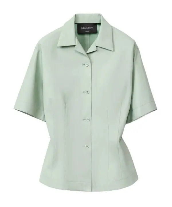 Fabiana Filippi Short-sleeved Leather Jacket - Aqua