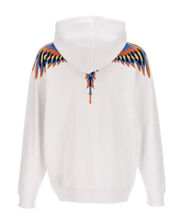 MARCELO BURLON COUNTY OF MILAN Wings Printed Drawstring Hoodie - White