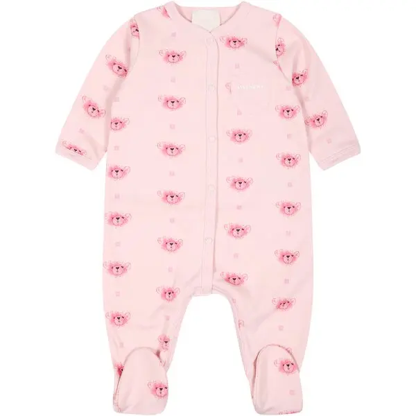 Givenchy Teddy Bear Print Babygrow Set With Hat And Bib