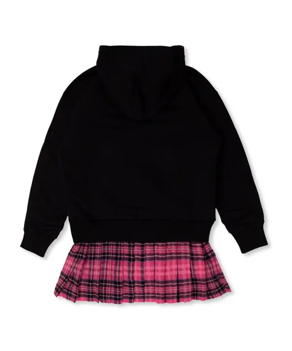 Off-White Pleated Checked Hooded Dress