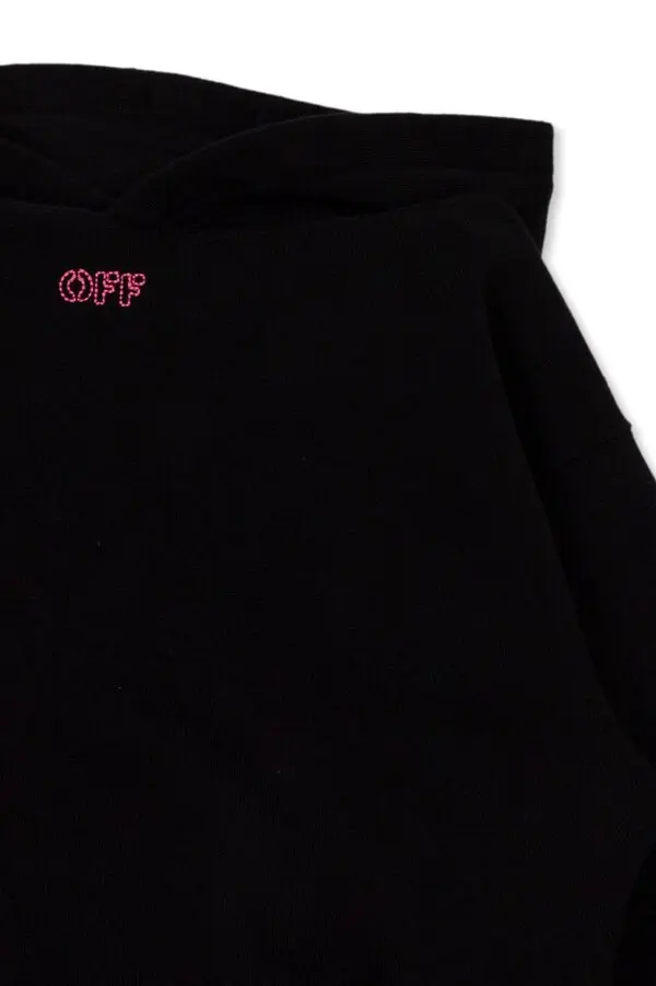 Off-White Pleated Checked Hooded Dress