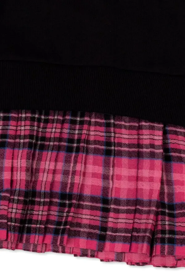 Off-White Pleated Checked Hooded Dress