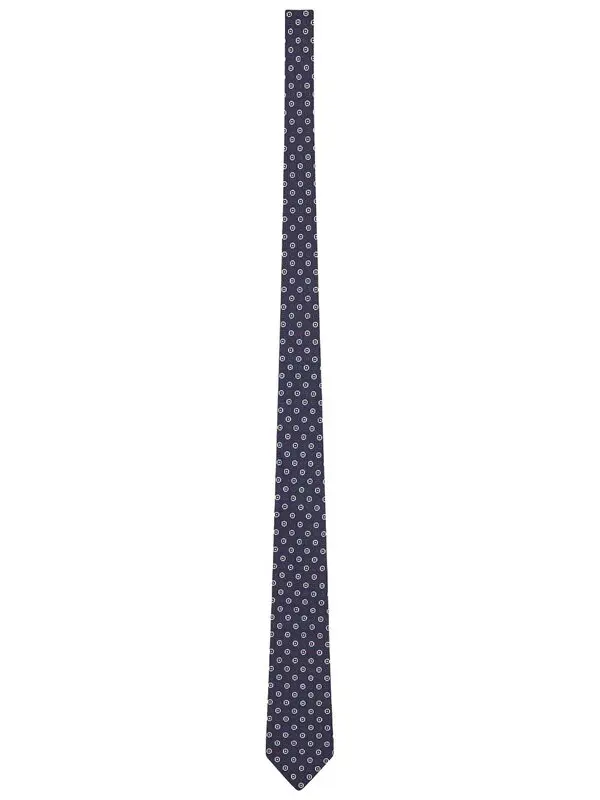 Saint Laurent Jacquard Silk Neck Tie - Blue