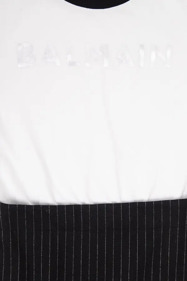 Balmain Logo-lettering Striped Dress