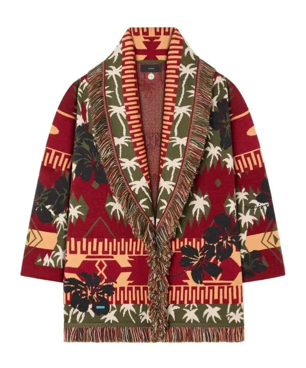 Alanui Hibiscus Bloom Cardigan - Ruby Colour