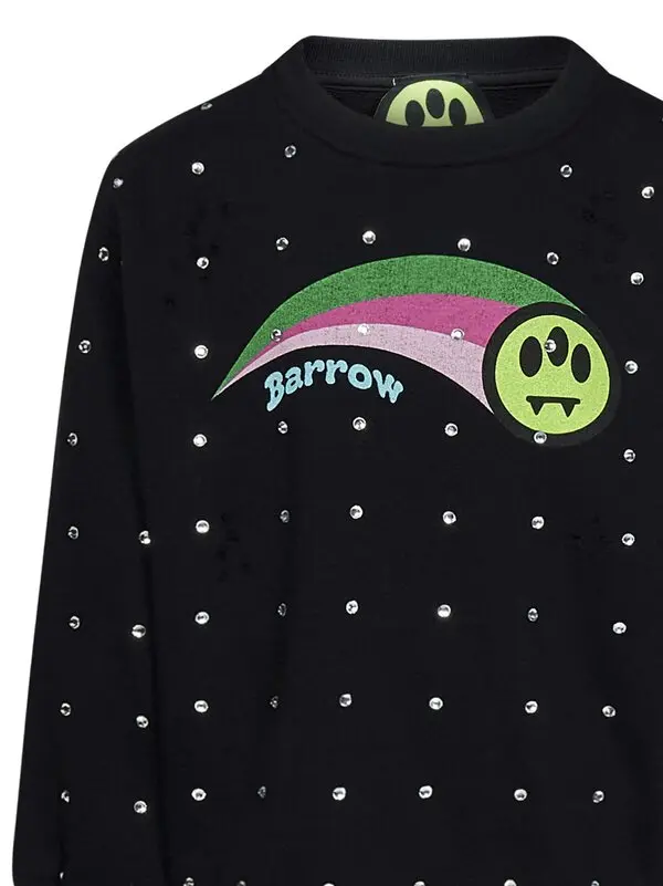 BARROW Logo-print Rhinestone-embellished Cotton Sweatshirt