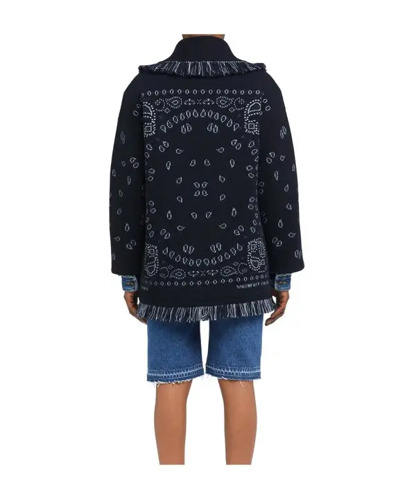 Alanui Bandana Jacquard Fringed Cardigan
