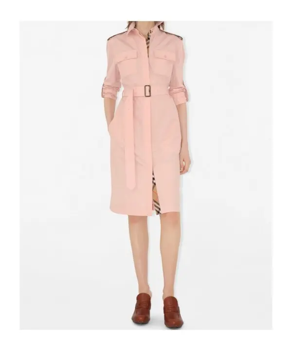 Burberry Cotton Poplin Shirt Dress With Belt