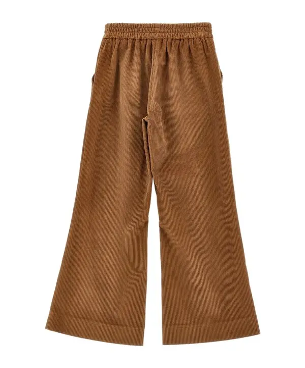Monnalisa Logo Plaque Wide-leg Corduroy Trousers