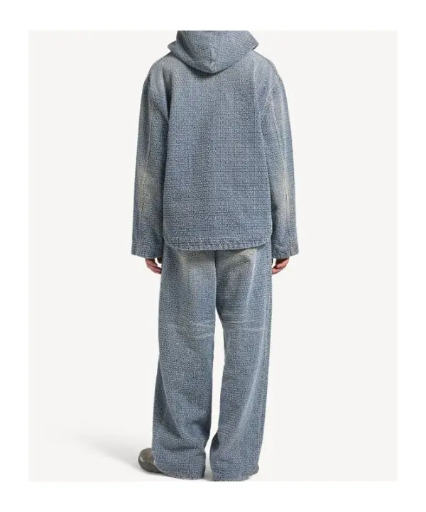 Balenciaga Monogram Zip Hooded Jacket - Dark Blue