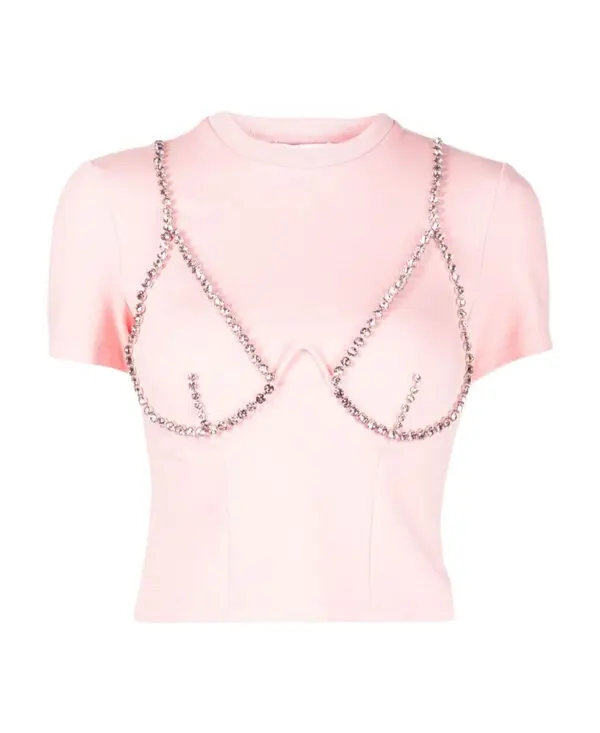 AREA Cup-chain Detailed Cropped T-shirt