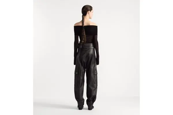 Dior Off-the-shoulder Draped Long-sleeve Sweater