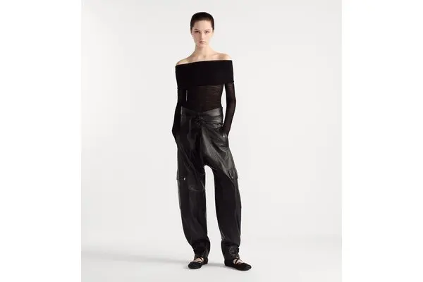 Dior Off-the-shoulder Draped Long-sleeve Sweater