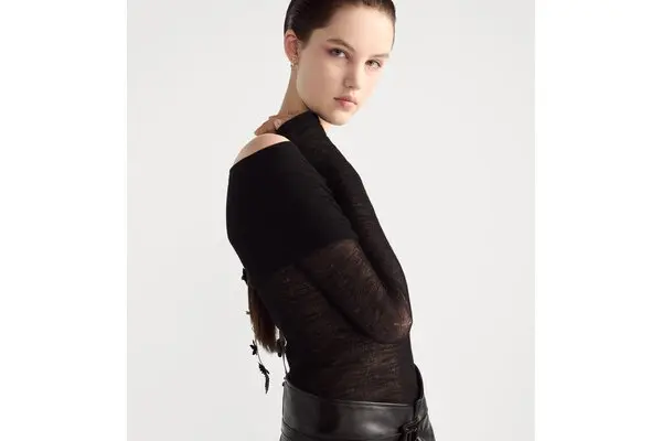 Dior Off-the-shoulder Draped Long-sleeve Sweater